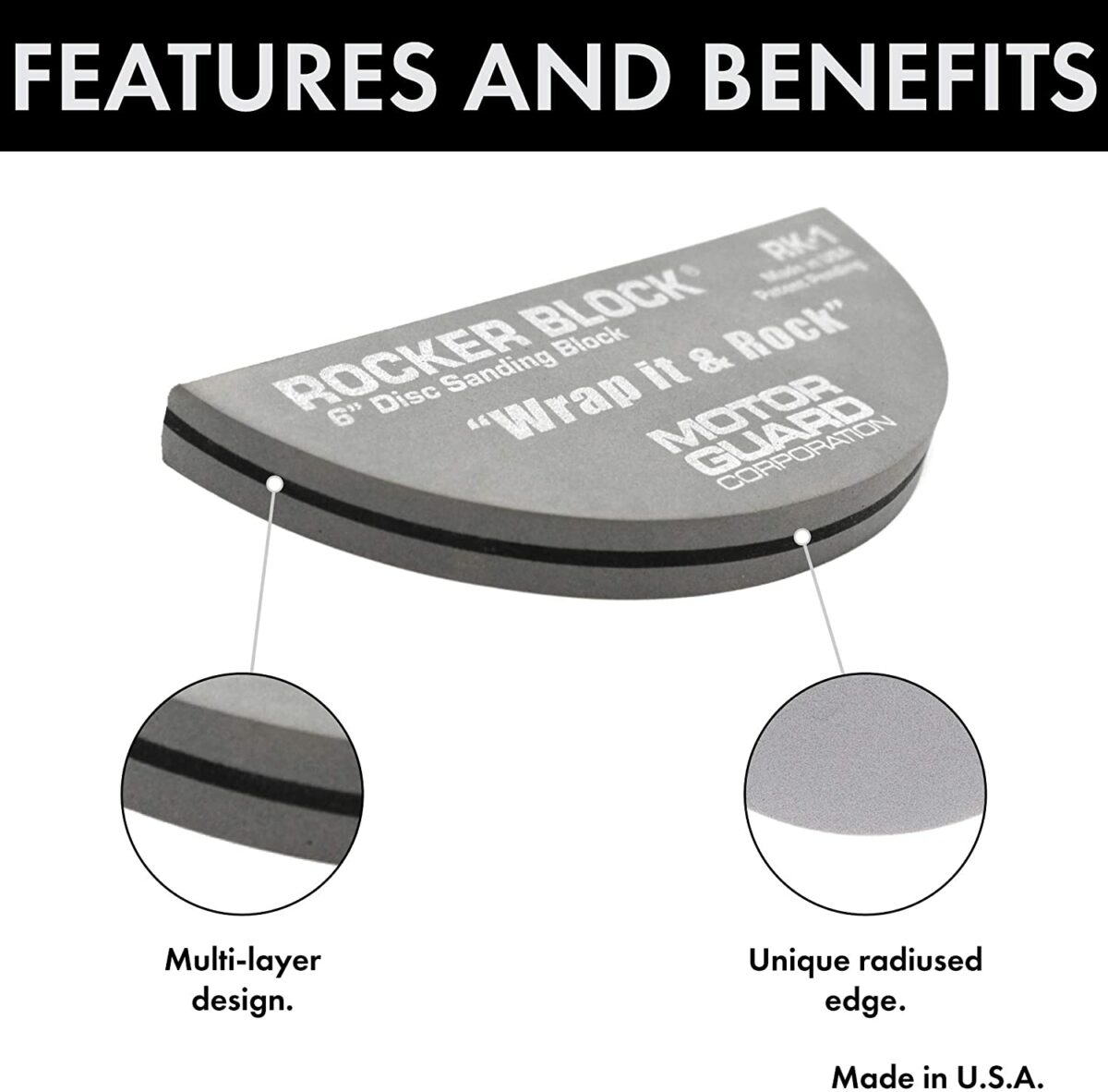 RK-1 Rocker Block 6″ Disc Sanding Block – Motor Guard