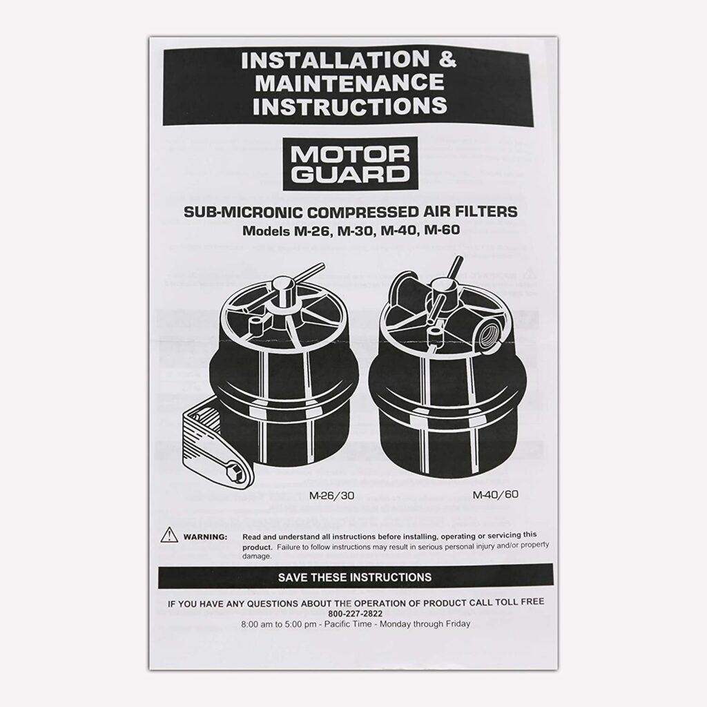 M-60 Submicronic Compressed Air Filter 1/2 NPT – Motor Guard