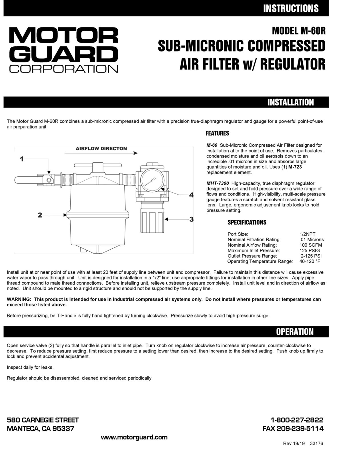 M-60R-Sub-Micronic-Compressed-Air-Filter-with-Regulator – Motor Guard