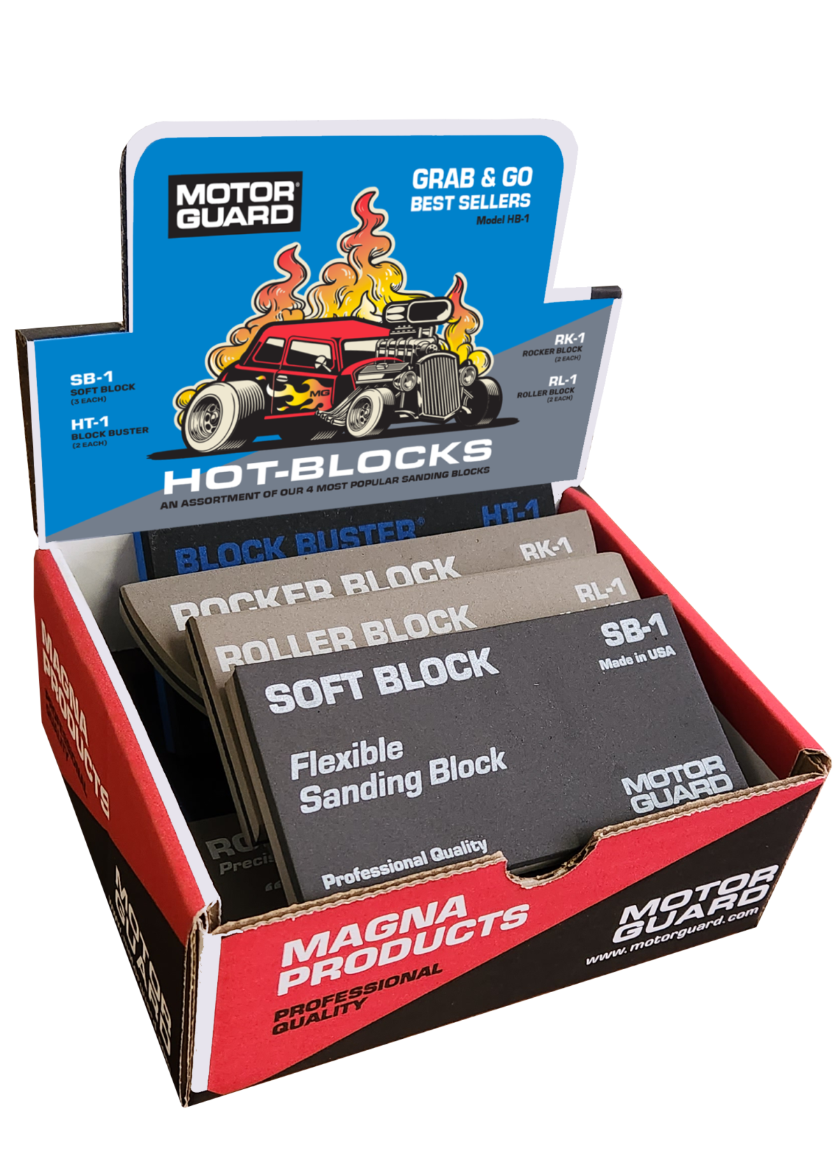 HB-1 Hot-Blocks Grab & Go Counter Display of 4 Blocks – Motor Guard